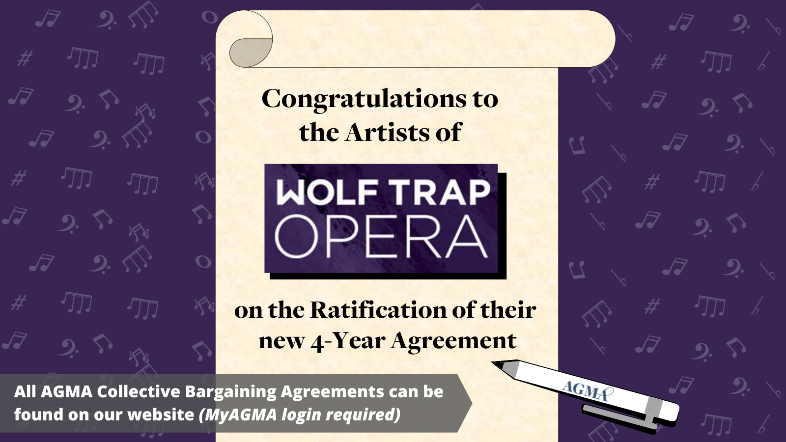 AGMA Ratifies 4-Year Agreement with Wolf Trap Opera | American Guild of Musical Artists